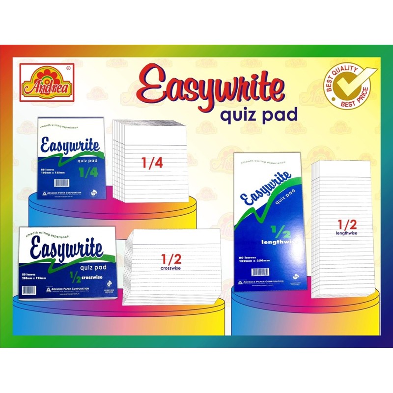 Easywrite Quiz pad 1/4 pad/ 1/2" crosswise / 1/2" lenghtwise | Shopee ...