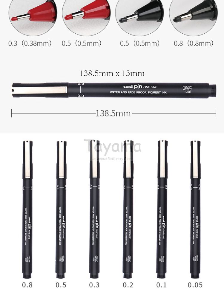 Unipin Uni pin Fine Line Drawing Pen BLACK- Water and Fade Proof ...