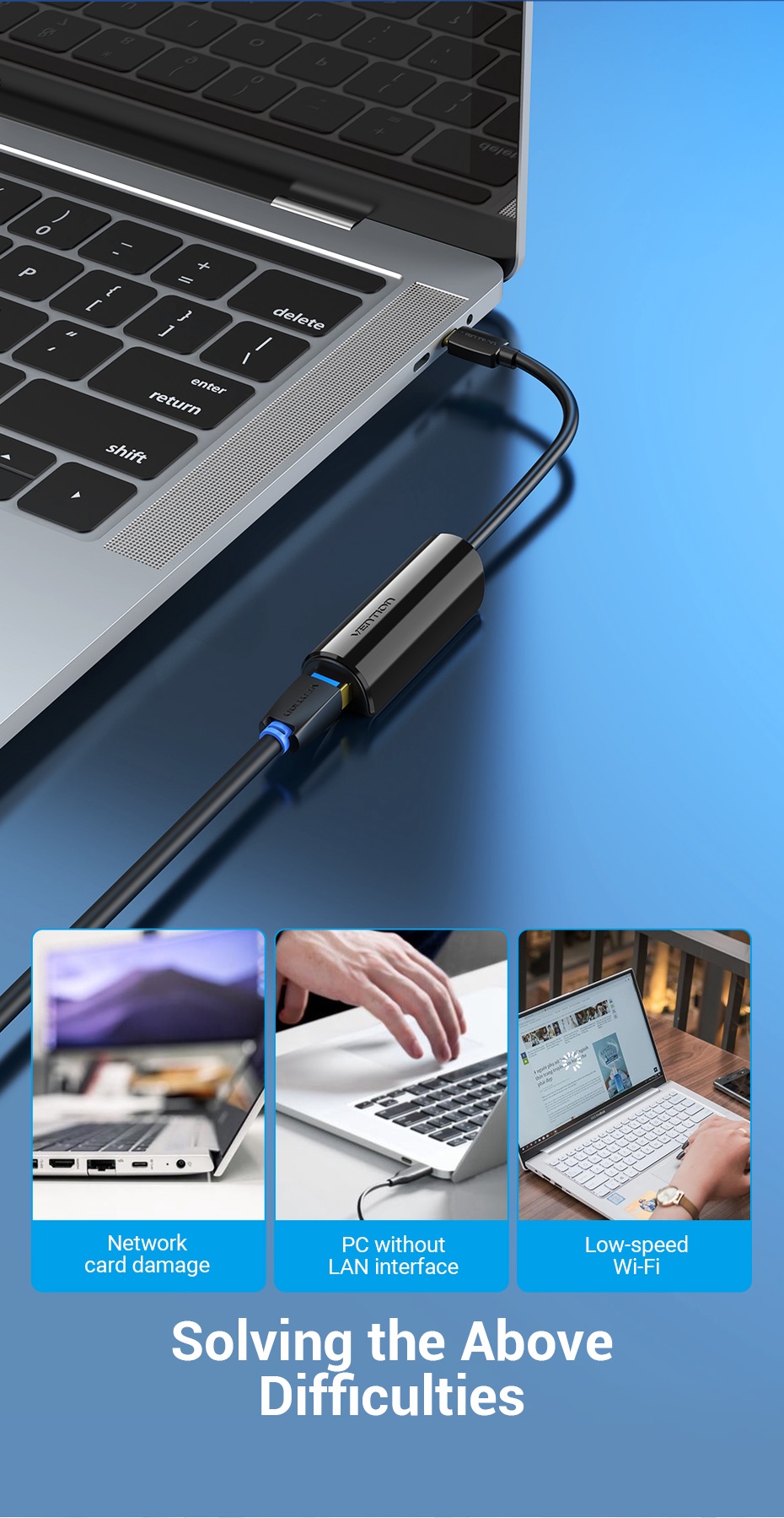 Vention Network Card USB C USB 3.0 1000Mbps Gigabit Lan RJ45 for PC ...