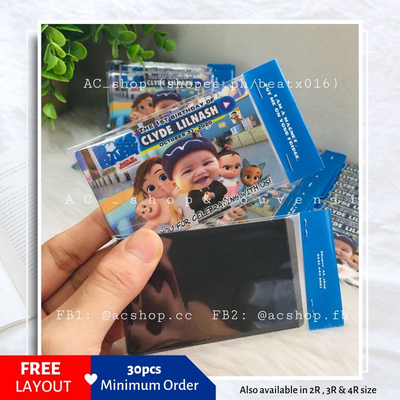 Atm Size Boss Baby Theme Ref Magnet Souvenir for Christening Birthday ...