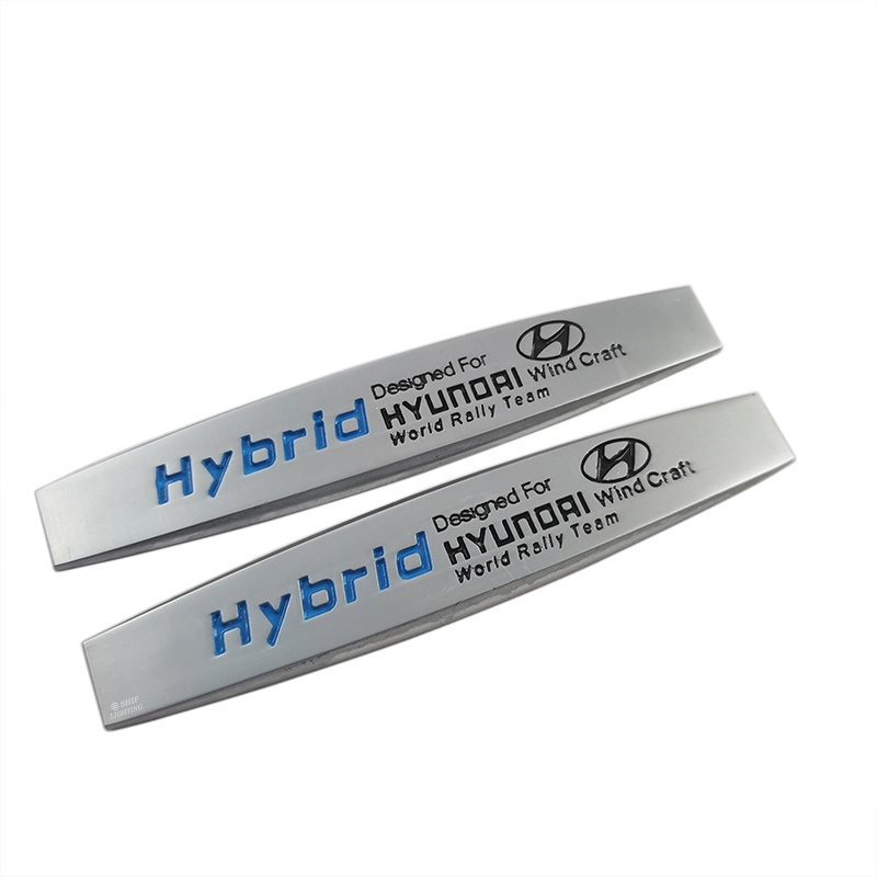 2 X Metal HYBRID HYUNDAI Logo Car Side Fender Rear Decorative Emblem ...