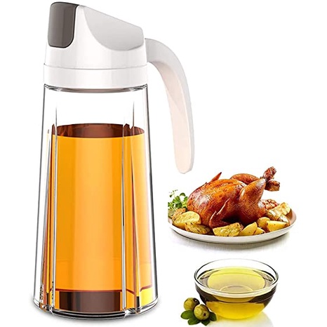630ML Oil Glass Bottle Container Condiment Dispenser with Cap Leak ...