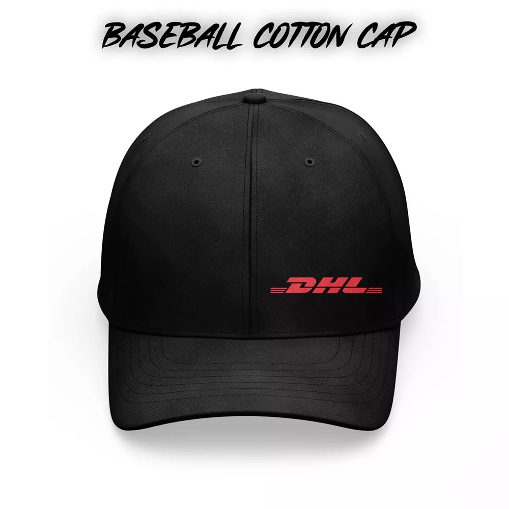 Dhl Red Logo Logistics Frontliner Design Print Black Cotton Baseball ...