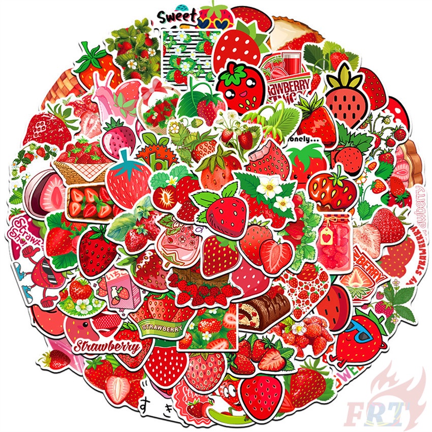 100Pcs/Set Strawberry Series A Stickers DIY Fashion Mixed Waterproof ...