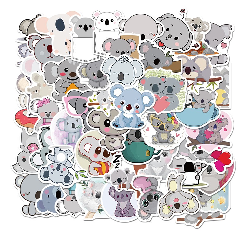 50 sheets/set of cute koala cartoon theme graffiti stickers notebook ...