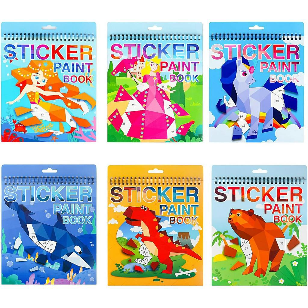 1 Set Sticker Paint Book Crafts，Sticker with Number，Sticker Paint Books ...