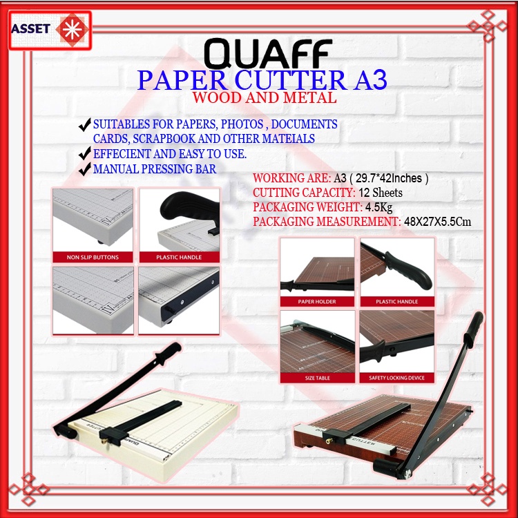 QUAFF PAPER CUTTER A3 (WOOD AND METAL) | Shopee Philippines