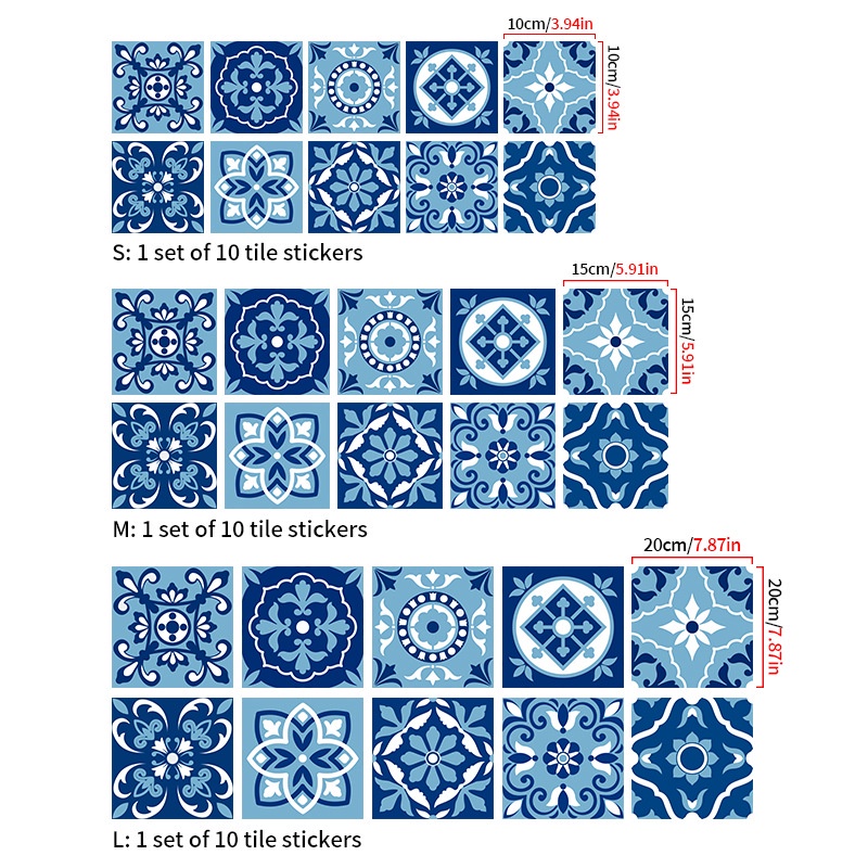 10 Pcs10*10cm Pvc Wall Stickers Tile Stickers Bathroom Waterproof Wear ...
