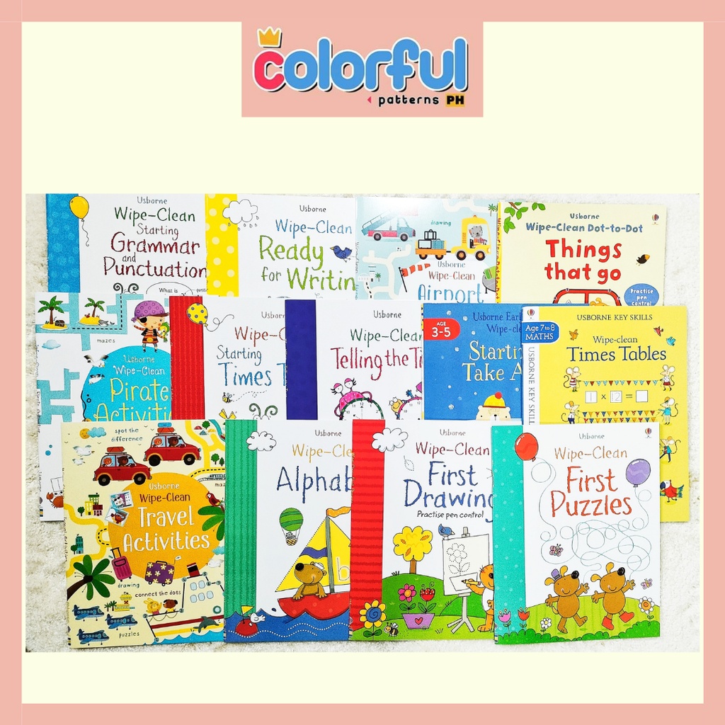 Usborne Wipe-Clean 13 Books Set with Pen | Shopee Philippines