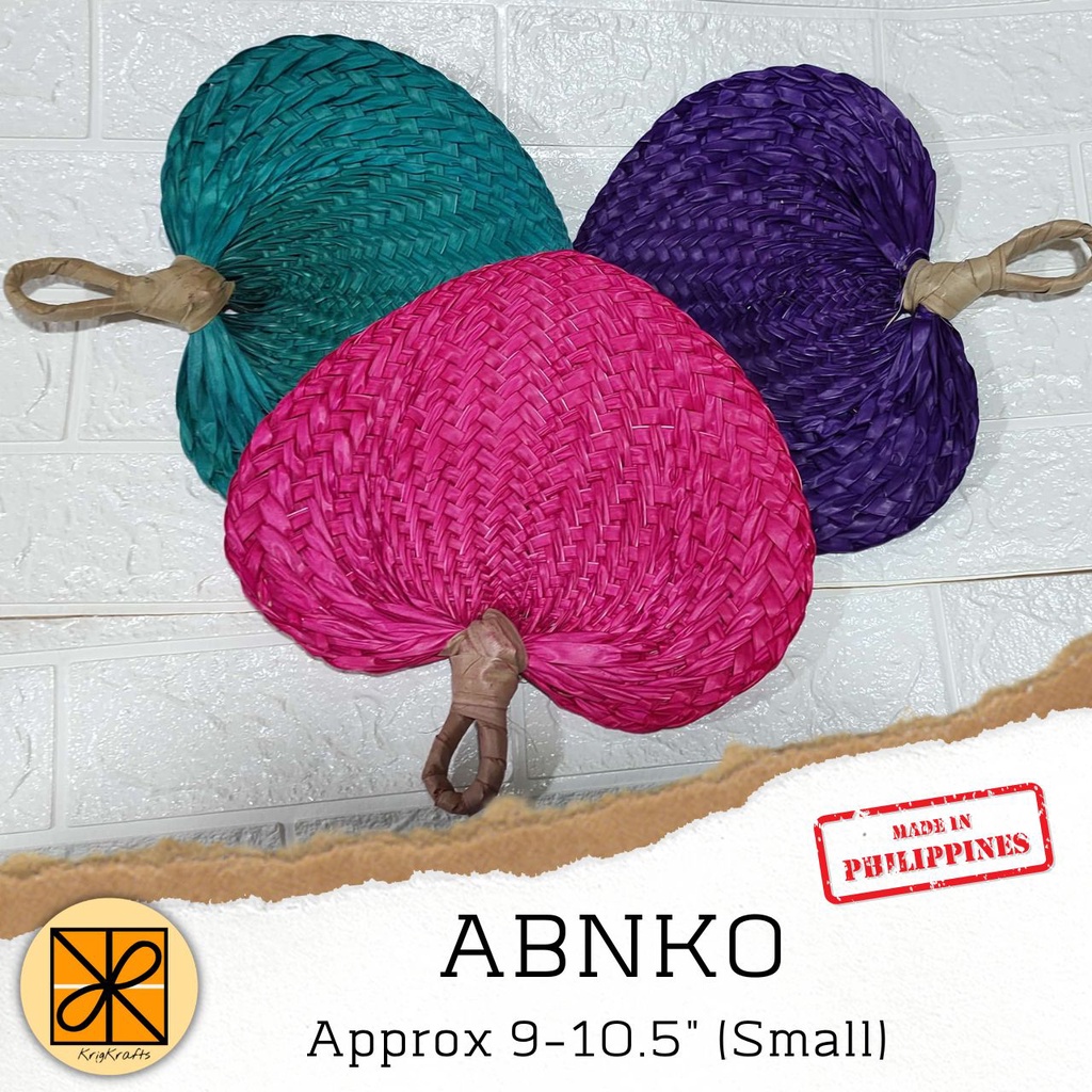 KrigKrafts Colored Small Native Anahaw Abaniko Fan 9-10" Pamaypay- No ...