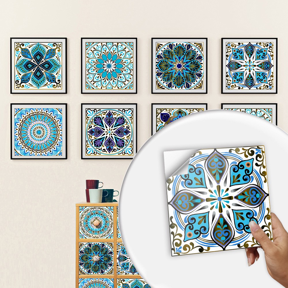 Mandala Style Tiles Stickers Wall Sticker Self-adhesive Waterproof ...