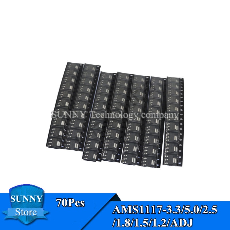 70Pcs AMS1117 Voltage Regulator Kit 1.2V/1.5V/1.8V/2.5V/3.3V/5.0V/ADJ 1117 7 values Each 10PCS ...