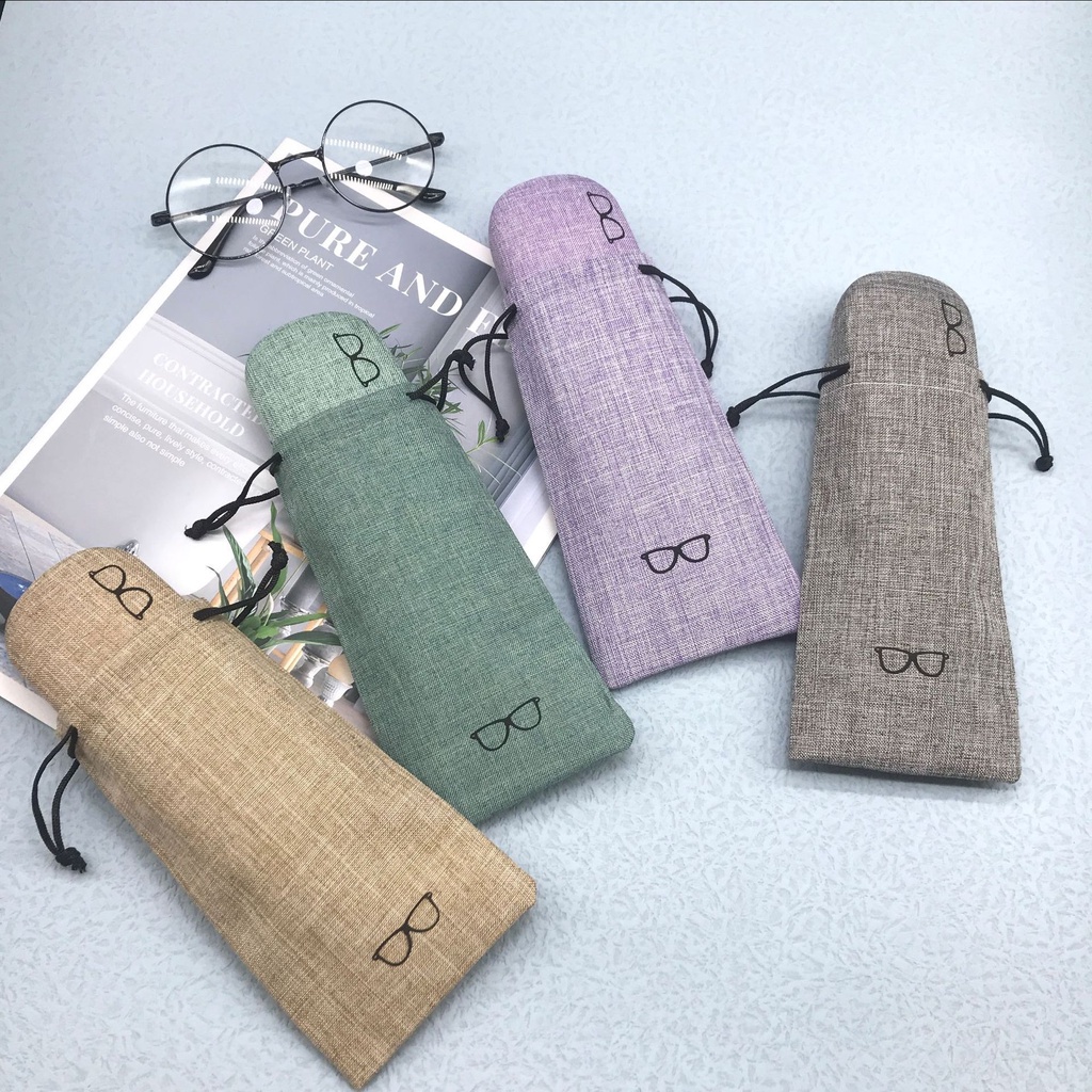Linen Optical Glasses Storage Box Pressure-Proof Myopia Case Bag Lens ...