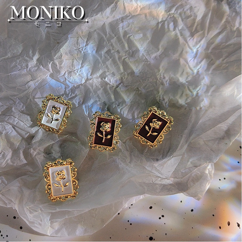 MONIKO retro rose photo frame earrings female niche court style fashion ...