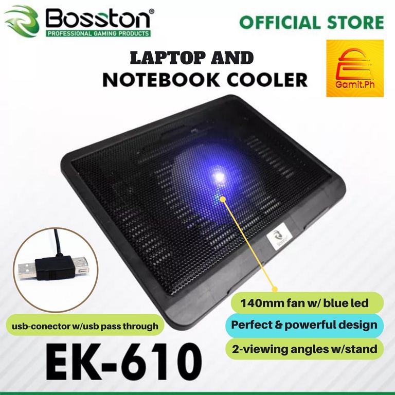Bosston Adjustable Foldable Laptop Cooler Cooling Pad one big LED light ...
