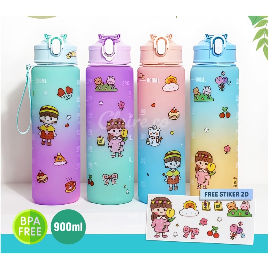 1 Liter Gradation Drinking Bottle/Viral Rainbow Drinking Bottle 1 Liter ...