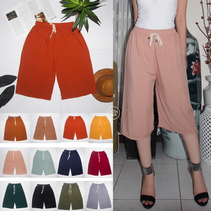 25th Shop | Plain Challis Tokong/Culottes (Knee Length) | Shopee ...