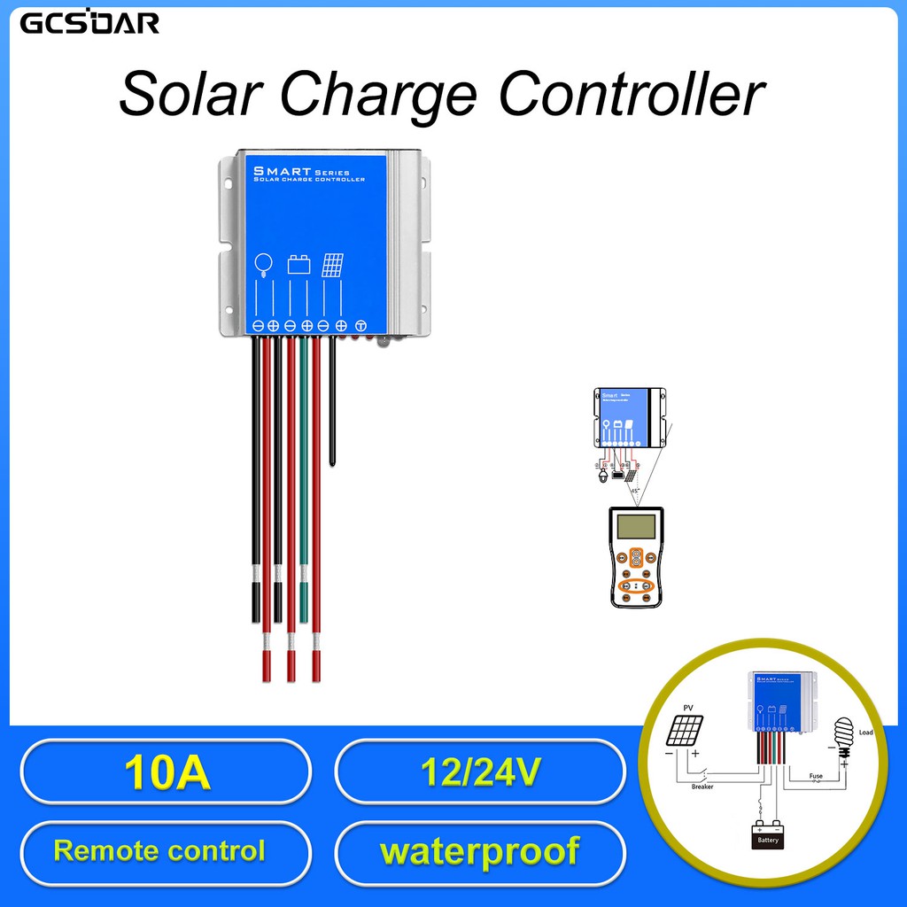 GCSOAR Solar charge Controller IP67 waterproof and dustproof 20A 12/24V Auto work With infrared ...