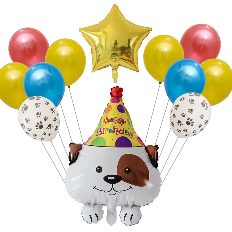 12pcs Animal helium Balloons Cute Dog air Star Latex Ballons happy ...