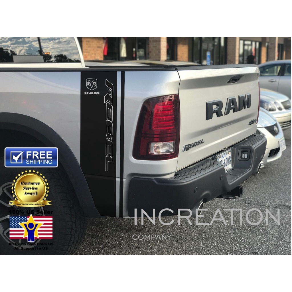 2xDodge Ram Rebel 1500 5.7L decals TRX side stripes vinyl stickers Hemi ...