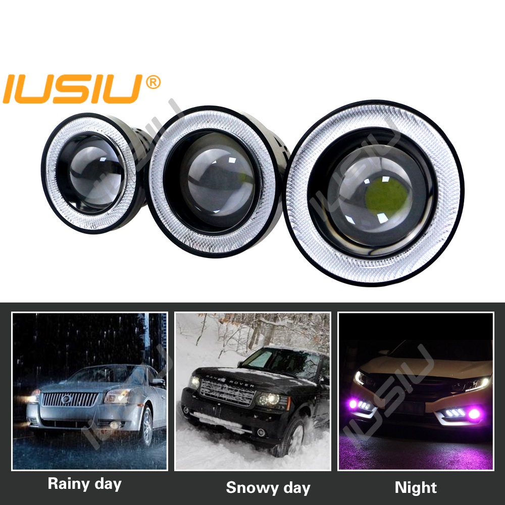 IUSIU 2 Pieces Angel eye Fog Light 2.5 inch 3 inch 3.5 inch 4 inch LED Headlight Daytime Running ...