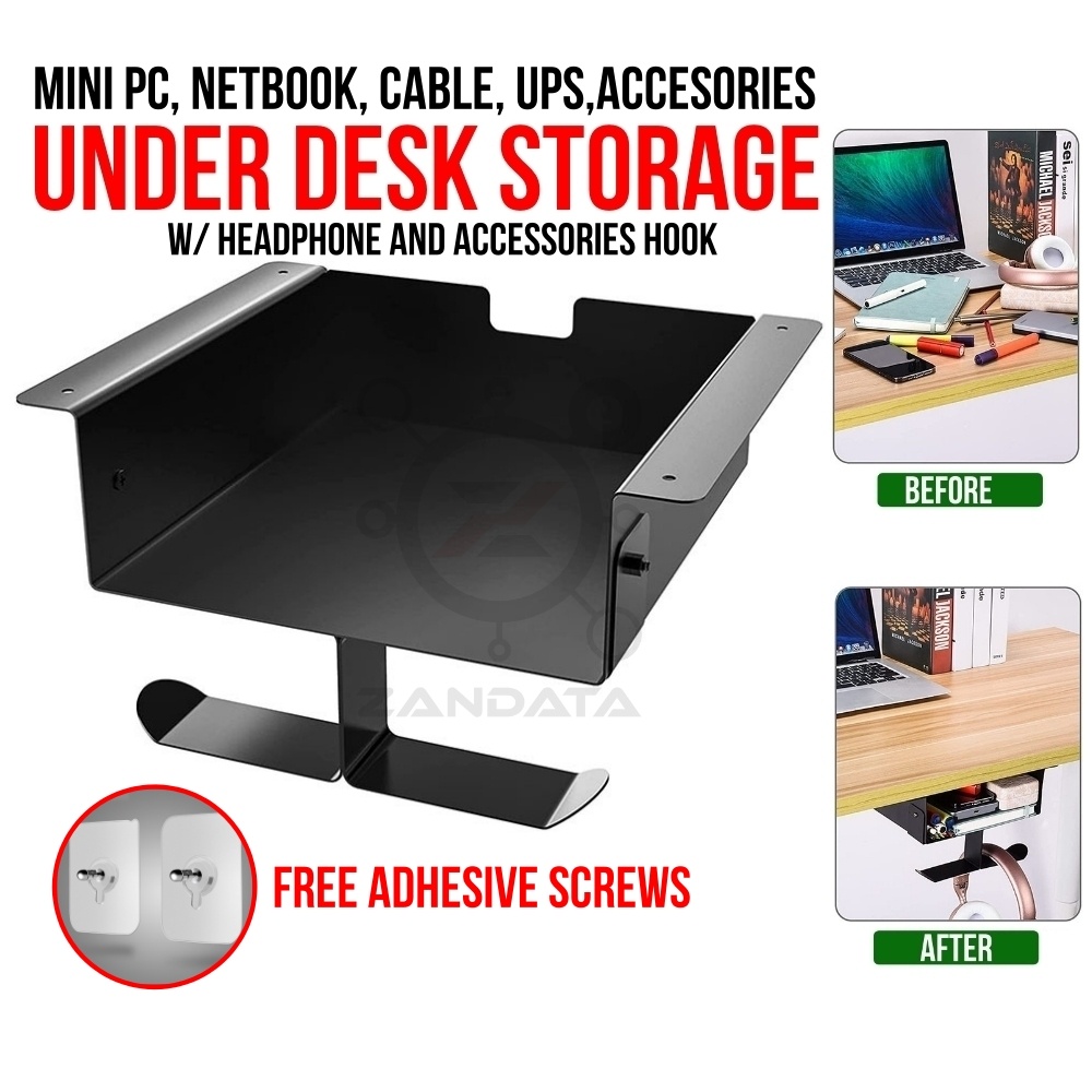 Steel Table Top Storage Rack With Dual Headphone Hook Stand Hidden ...