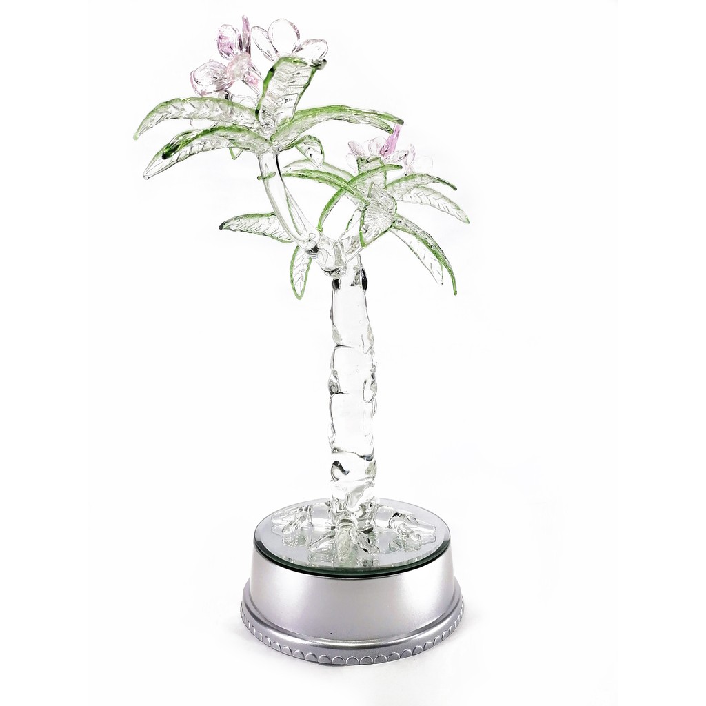 Artificial Flower Tree Pink Glass Figurines Home Decor Accents with ...