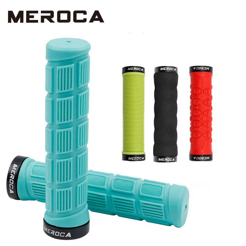 MEROCA Bicycle Grip 22.2mm Mountain Road Bike Bilateral Lockable Rubber ...