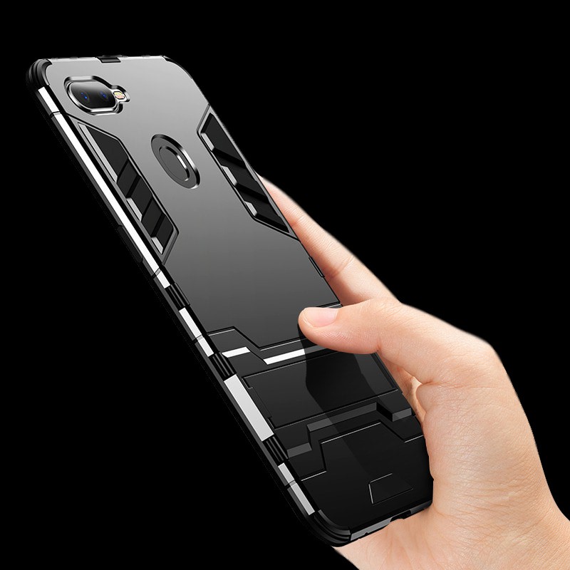 For OPPO A5S Case OPPO A5S Silicone Plastic Hybrid Armor Kickstand ...