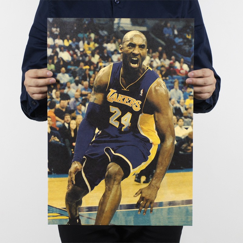NBA star poster Kobe Bryant basketball retro kraft paper poster ...