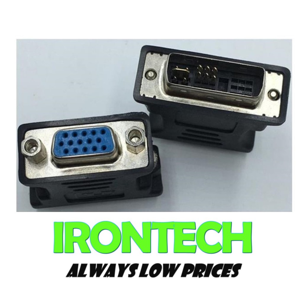 DVI 6+5 pin Male to VGA DB15 15 pin Female Adapter Converter PC CPU ...