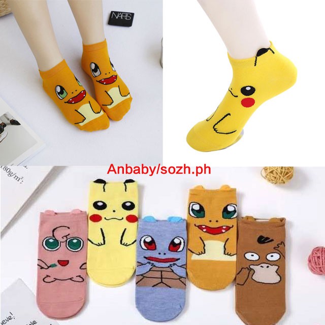 [5 pairs]Annbaby Korean cute Pokemon Pikachu cartoon socks Female ...