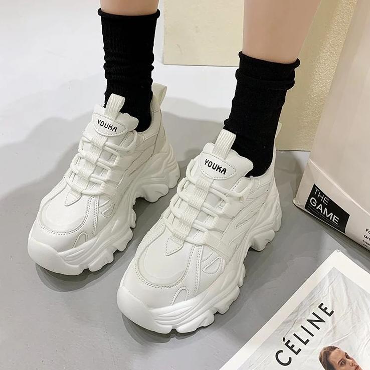 PUTIH Ready to Send.. 2022 Youka Women's Spring High Platform Sneakers ...