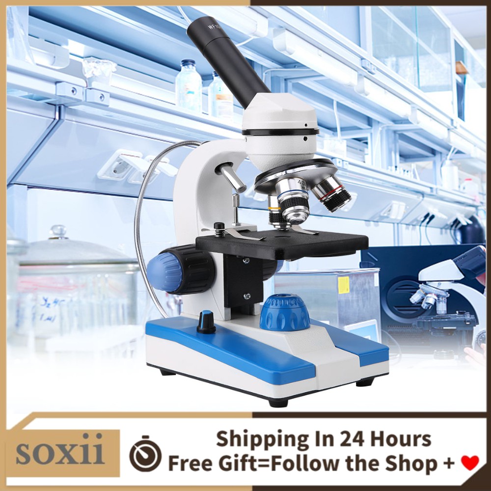 WF10X 40-400X Monocular Compound Biological Science Microscope with LED ...