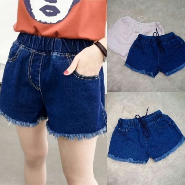 Garterized Denim short with lace | Shopee Philippines