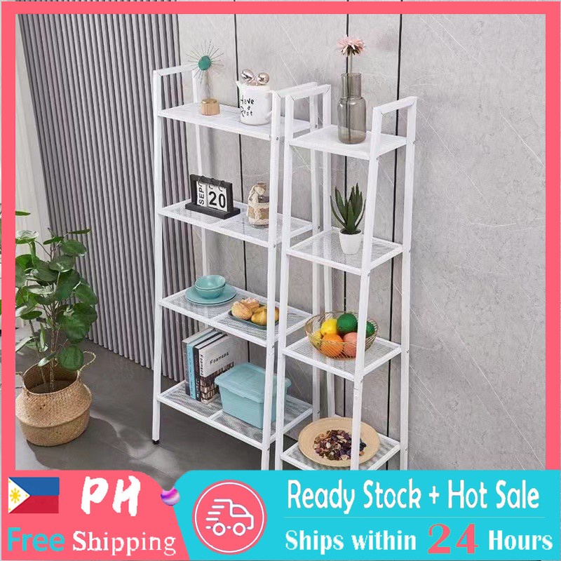4-Tier Metal Bookshelf Storage Rack Shelves For Living Room/Bedroom ...
