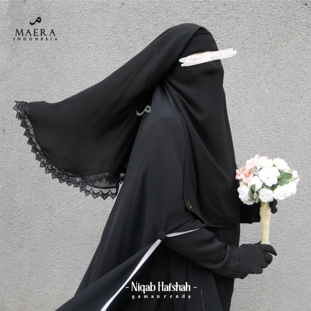 HITAM Niqab Maera Indonesia Yemeni Veil Lace Chiffon Silk Veil Syari ...