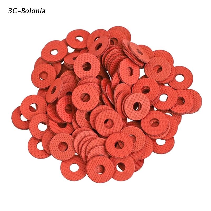 【PC】 100pcs Red Flat Ring Fiber Washers Fiber Washer Rubber Flat Washer ...