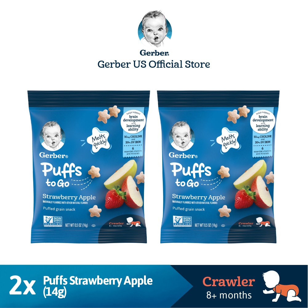 Gerber Puffs To Go Strawberry Apple 14g Twin Packs | Shopee Philippines