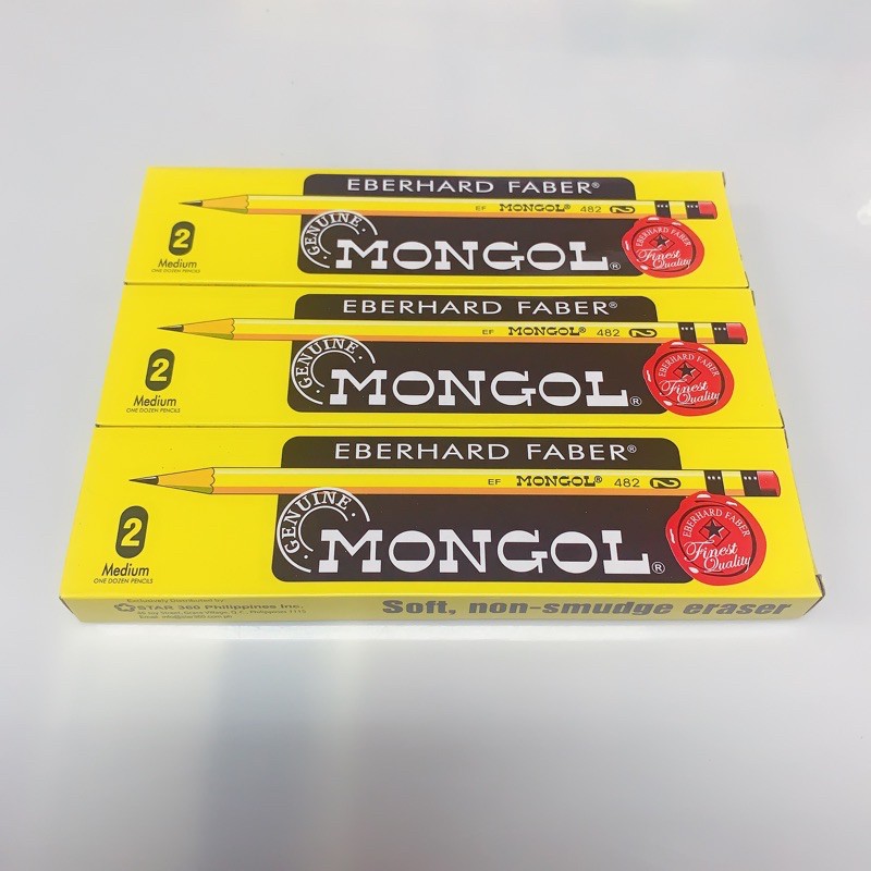 12pcs #1,#2,#3 Original Mongol Pencil W/eraser lapis | Shopee Philippines