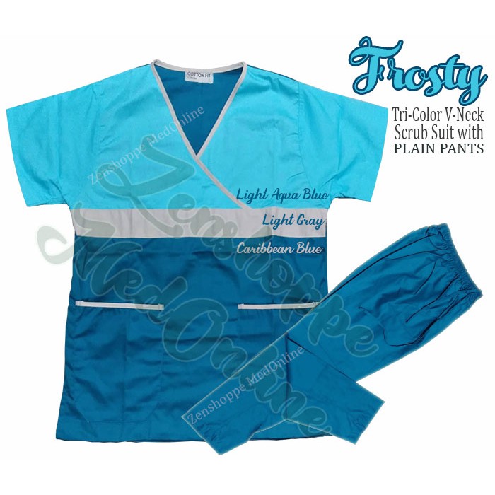 Tri-Color Overlap Scrub Suit with Plain Pants (Frosty) [LCR] | Shopee ...