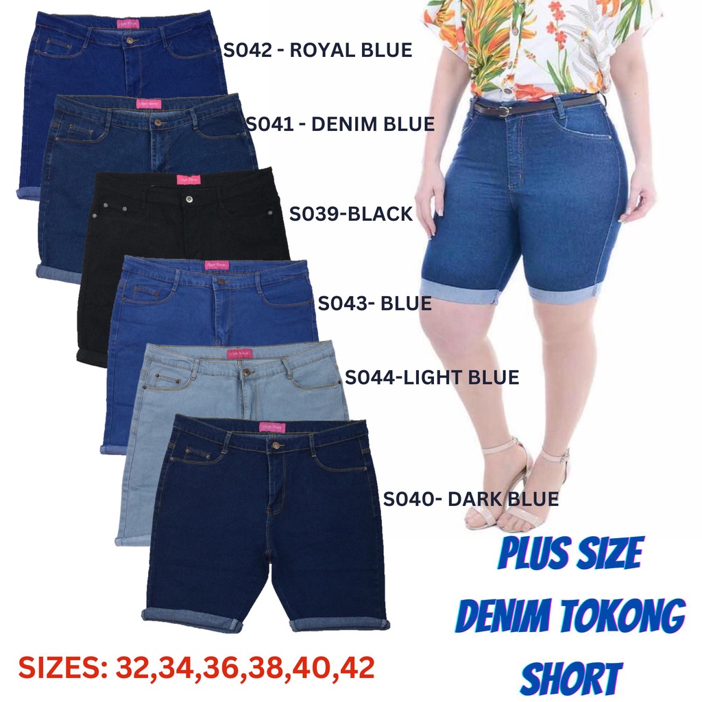 Sergio Vittorio Highwaist Ladies Plus Size Tokong Short Denim Short Size: 32-42 | Shopee Philippines