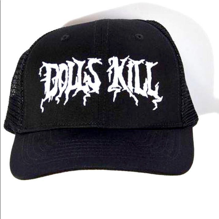 Dolls Kill Dollskill Embroidered Logo Trucker Hat Black Alternative Alt ...