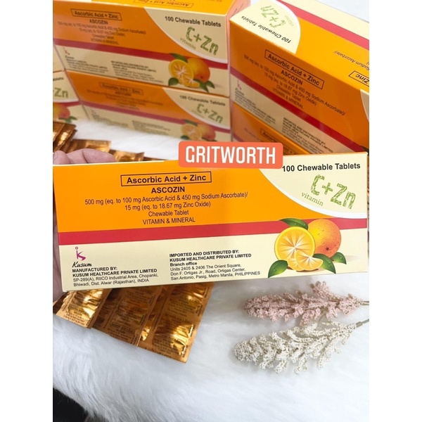 Vitamin C + Zinc ASCOZIN 100 Chewable tablets | Shopee Philippines