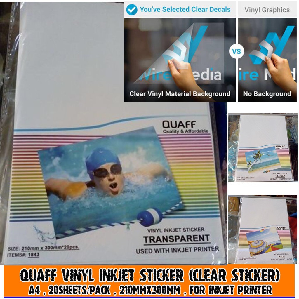 (20pcs)Printable Vinyl inkjet sticker(clear sticker) transparent/glossy ...