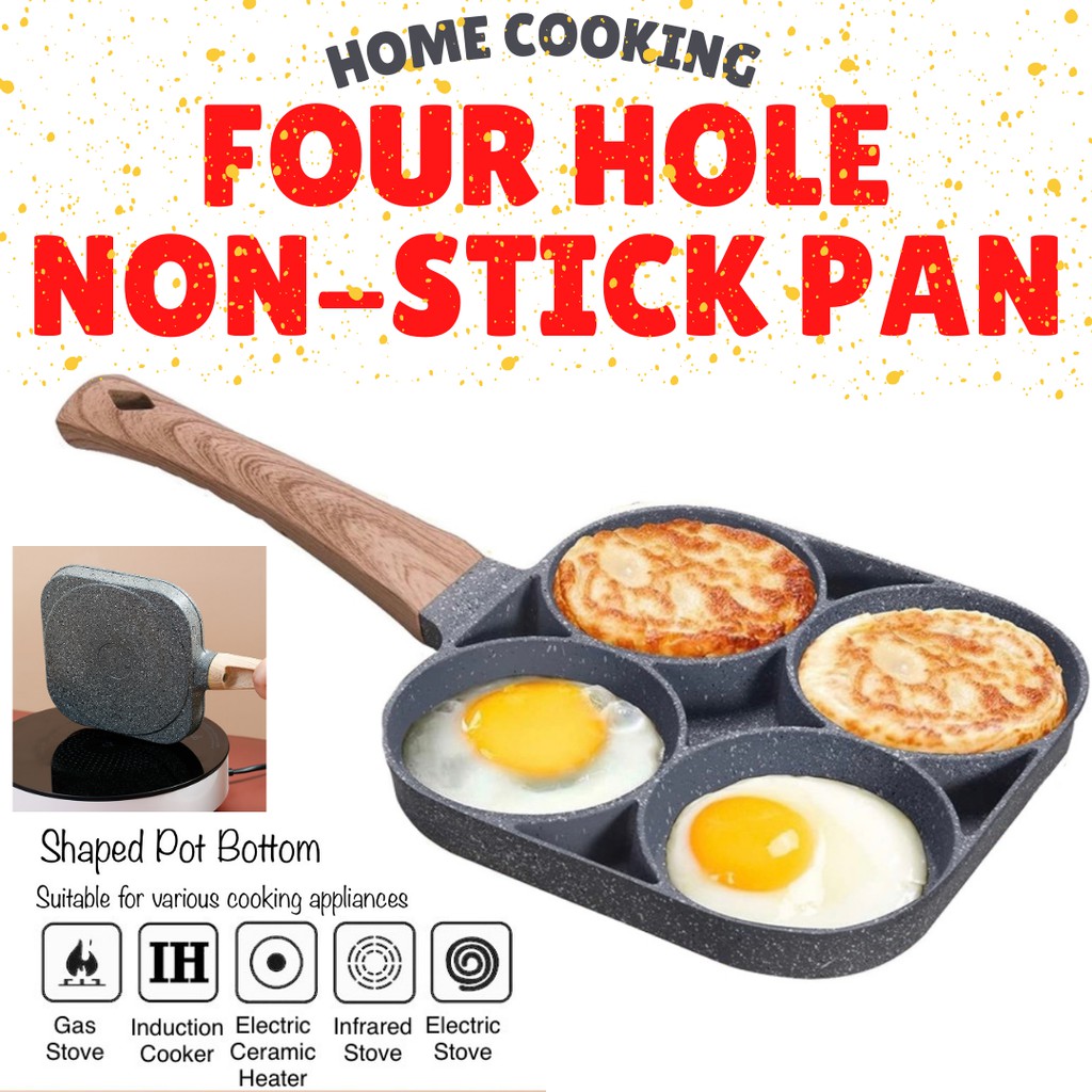 4-Hole Frying Non Stick Pan Fried Egg Burger Pan , Easy Home Breakfast ...