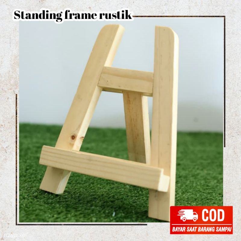 Wood frame Standing Photo Support. easel tripod Standing frame | Shopee ...