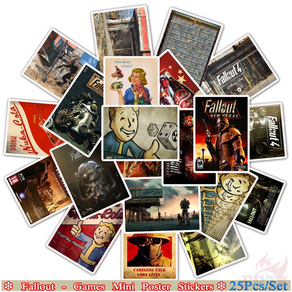 Fallout: Shelter Mini Poster Stickers 25Pcs/Set DIY Fashion Luggage ...