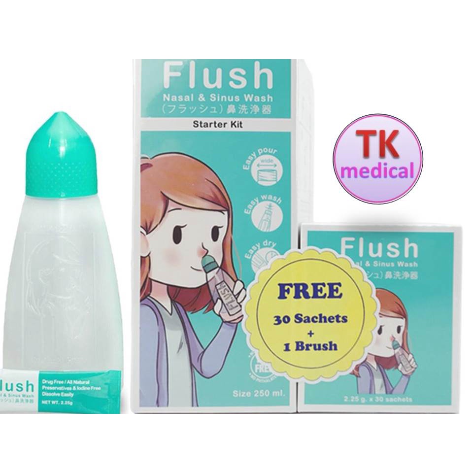 Flush Nasol & Sinus Starter Kit 30 Sachets Of Salt With 1 Set Of ...