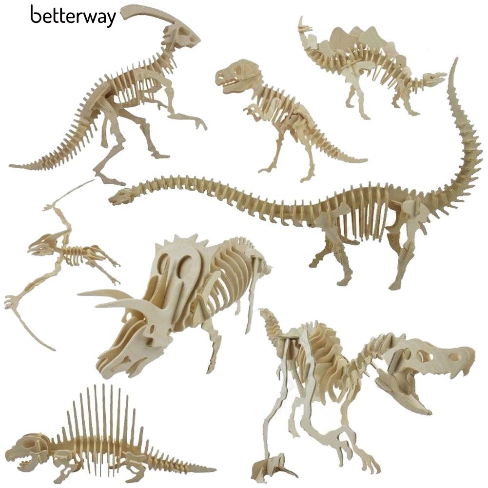 3D Simulation Dinosaur Skeleton Puzzle DIY Wooden Toy | Shopee Philippines